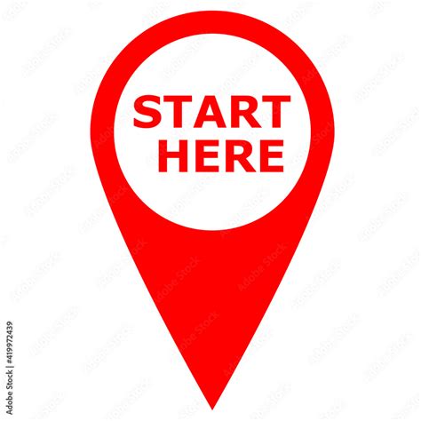 Start Here Red Icon Banner Design Start Here Symbol Banner Start Here
