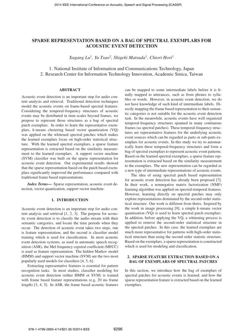 pdf sparse representation based on a bag of spectral exemplars for