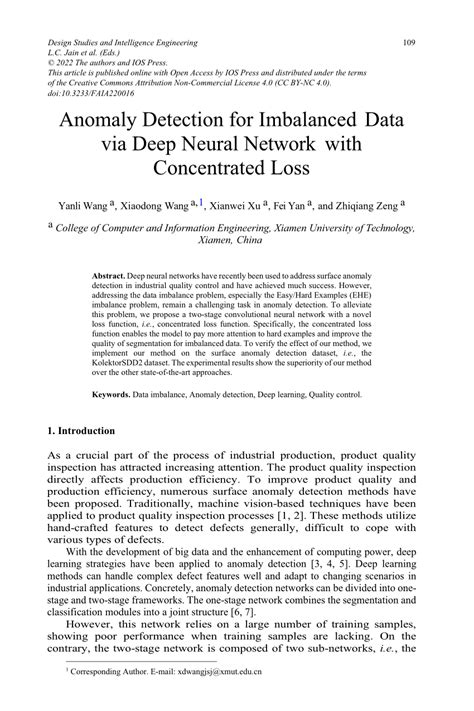 Pdf Anomaly Detection For Imbalanced Data Via Deep Neural Network With Concentrated Loss