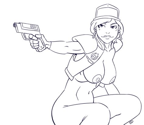 Rule 34 Big Breasts Breasts C O P S Edmd Gun Hat Mainframe Monochrome