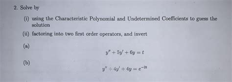 Solved Solve By I Using The Characteristic Polynomial Chegg