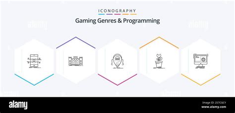 Gaming Genres And Programming 25 Line Icon Pack Including Mario