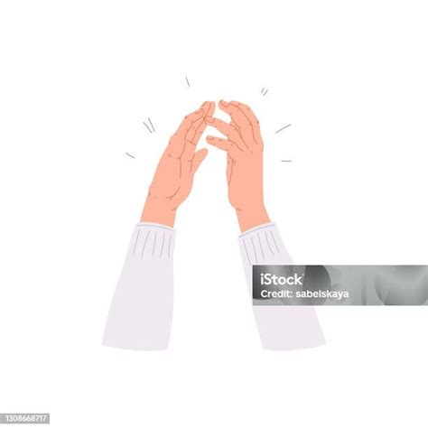백인 의 사람의 환호 손 흰색 배경에 고립 된 평면 만화 벡터 일러스트레이션에 박수를 보냅니다 인간의 손 손바닥박수와 박수