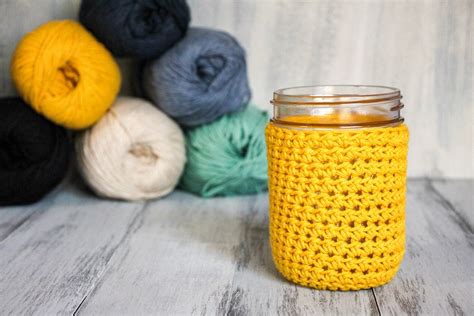 Crocheted Mason Jar Cozy Wide Mouth Mason Jar Cozy Mason Jar Drink