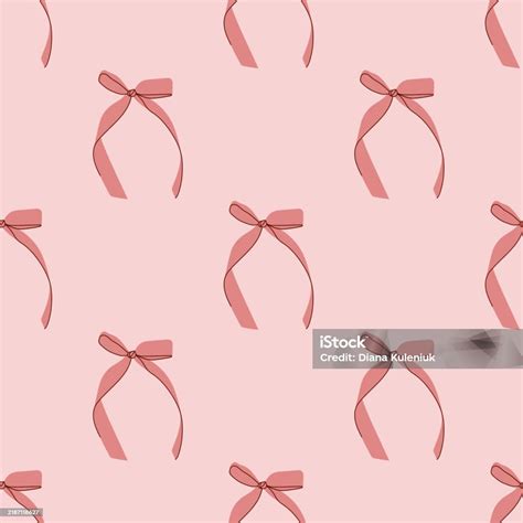 발렌타인 데이나 생일을 위한 핑크색 리본이 있는 이음매 없는 패턴 장식 선물 포장지 직물 및 벽지를 위한 귀엽고 섬세한 리본 디자인 0명에 대한 스톡 벡터 아트 및 기타