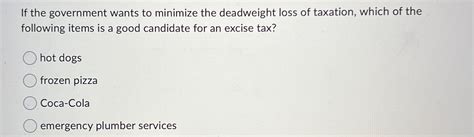 Solved If The Government Wants To Minimize The Deadweight