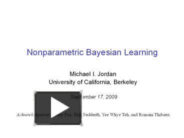 PPT Nonparametric Bayesian Learning PowerPoint Presentation Free To