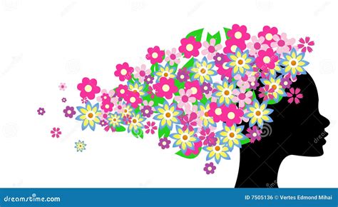 Beautiful Girl With Flowers In Hair Stock Vector Illustration Of