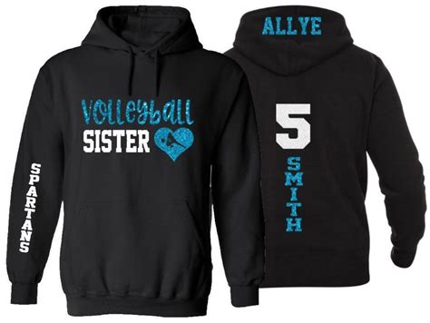 Glitter Volleyball Hoodie Sister Volleyball Hoodie Etsy