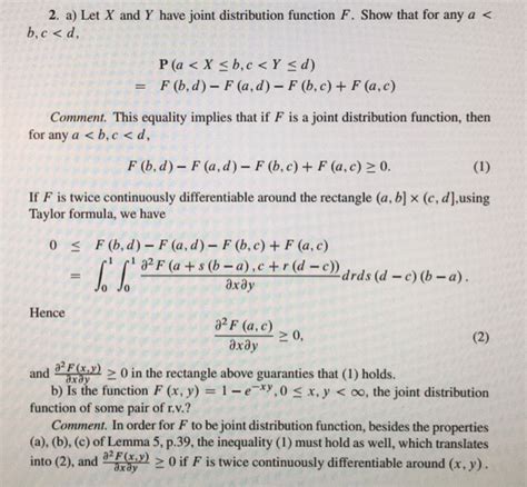 Solved 2 A Let X And Y Have Joint Distribution Function F