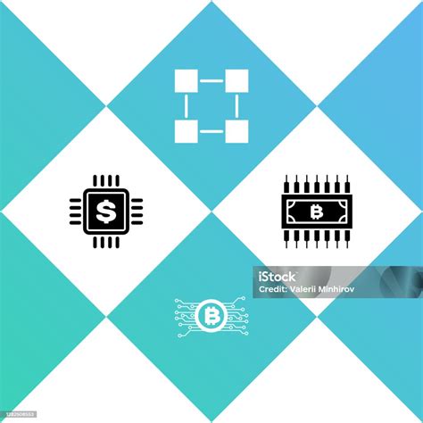 달러로 프로세서 칩을 설정 회로에 암호 화폐 비트 코인 블록 체인 기술과 아이콘 벡터 0명에 대한 스톡 벡터 아트 및 기타