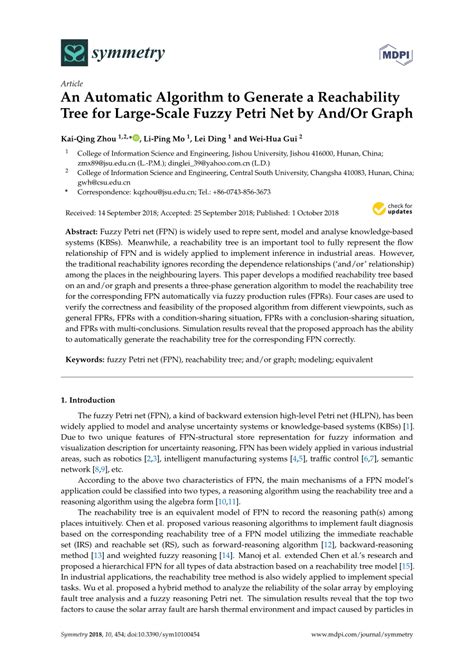PDF An Automatic Algorithm To Generate A Reachability Tree For Large
