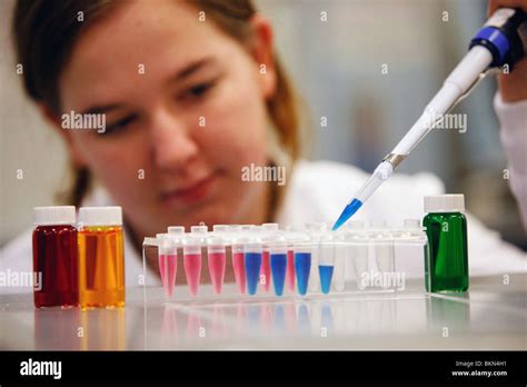 Female University Babe In A Science Lab Performing An Experiment Stock Photo Alamy