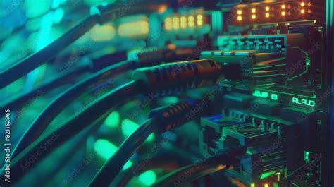 Blinking Lights On Ethernet Cable Linked To Router Port Rj45 Connectors Connected To Modem Lan