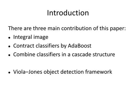 Ppt Rapid Object Detection Using A Boosted Cascade Of Simple Features