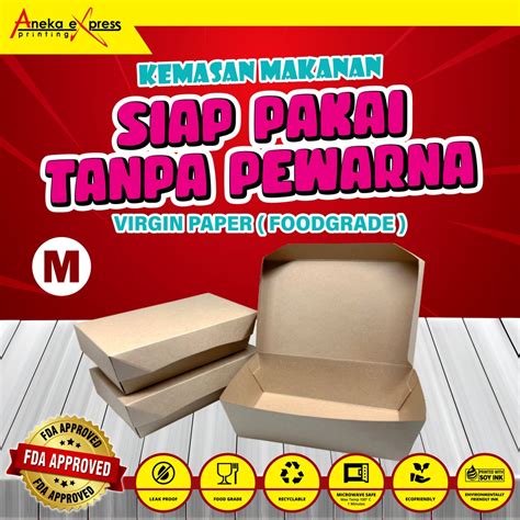 Jual Paper Lunch Box M Siap Pakai Tanpa Rakit Bahan PREMIUM Natural