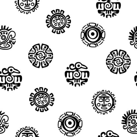 Premium Vector Seamless Pattern With Maya Or Aztec Hieroglyphs