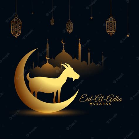 Free Vector Black And Golden Eid Al Adha Bakrid Festival Background