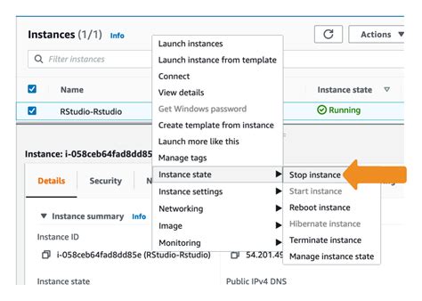 Click On Instances Right Click On Your Instance Select Instance State Then Click On Stop Instance