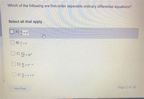Solved Which Of The Following Are First Order Separable
