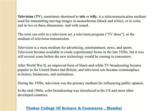 Introduction To Televison Pptx