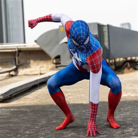 Costume Capitan America Spider Man Adultobambini Abito Elegante Tuta