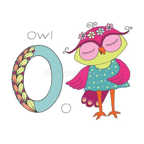 Cute Owl With Closed Eyes In Blue Dress Royalty Free Illustration