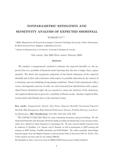 Pdf Nonparametric Estimation And Sensitivity Analysis Of Expected