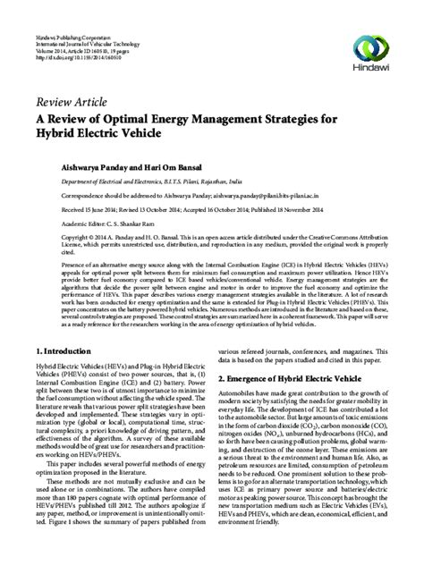 Pdf A Review Of Optimal Energy Management Strategies For Hybrid