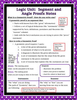 Proof Logic Unit 2 Proof Logic 5 Segment And Angle Proofs Note Assig