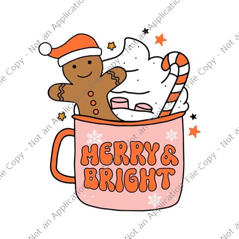 Retro Groovy Merry Bright Gingerbread Christmas Svg Merry Bright Svg