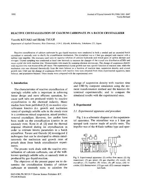 Pdf Reactive Crystallization Of Calcium Carbonate In A Batch Crystallizer Dokumen Tips