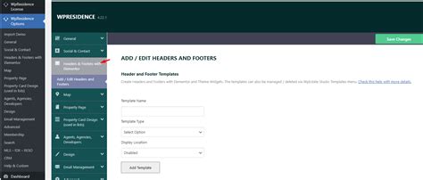 how to create custom header and footer with wpresidence header and footer