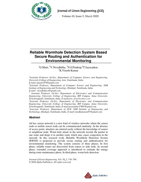 Pdf Reliable Wormhole Detection System Based Secure Routing And