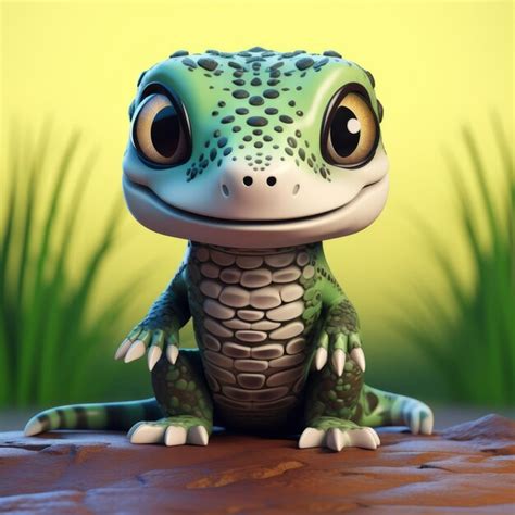 Premium Ai Image Realistic Digital Lizard Model Adventurethemed 3d