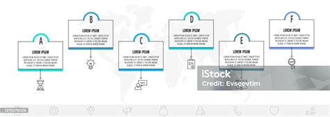 6 단계 레이블이있는 얇은 라인 인포 그래픽 템플릿 다이어그램 워크플로 레이아웃 프레젠테이션을 위한 서클이 있는 최신 비즈니스