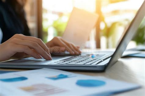 Closeup Of Hands Typing On Laptop In Modern Office Environment Stock Illustration Illustration