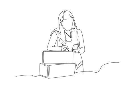 Une Seule Ligne Dessinant Une Femme écrivant Une Lettre Pour Un Cadeau