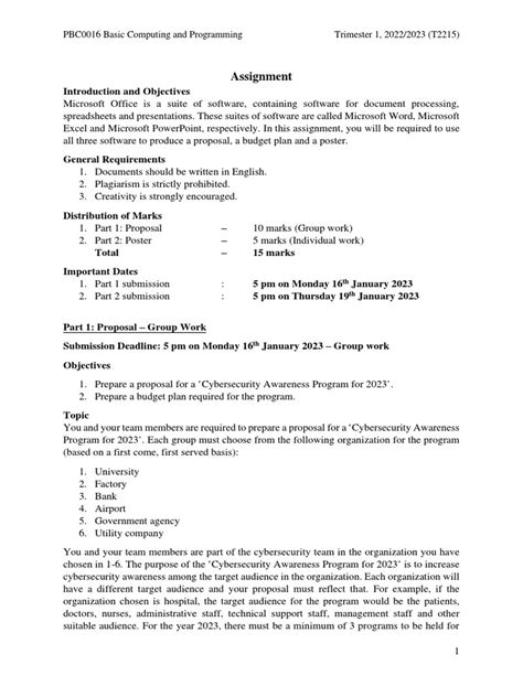 Pbc0016 Assignment Trimester 1 2022 2023 T2215 Pdf Turnitin