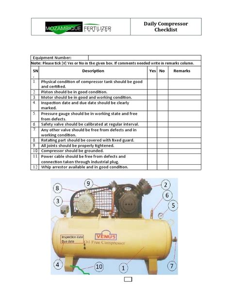 Preventive Maintenance Checklist For Air Compressor Pdf At Jason Rico Blog