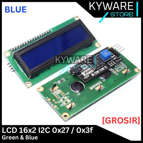 jual lcd 16x2 i2c module blue green layar arduino 1602 biru hijau 16x02