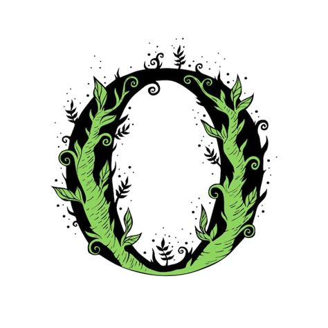 Premium Vector Letter O Tree Branch Formed From Twigs Leaves