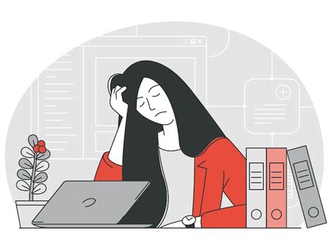 Premium Vector Tired Burnout Woman At Work