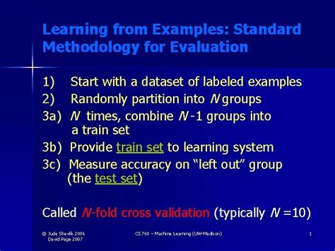 Learning From Examples Standard Methodology For Evaluation 1