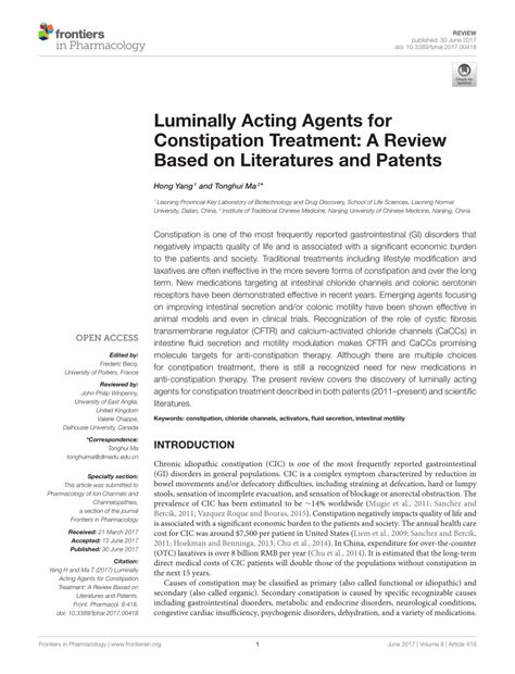 Pdf Luminally Acting Agents For Constipation Treatment A Review
