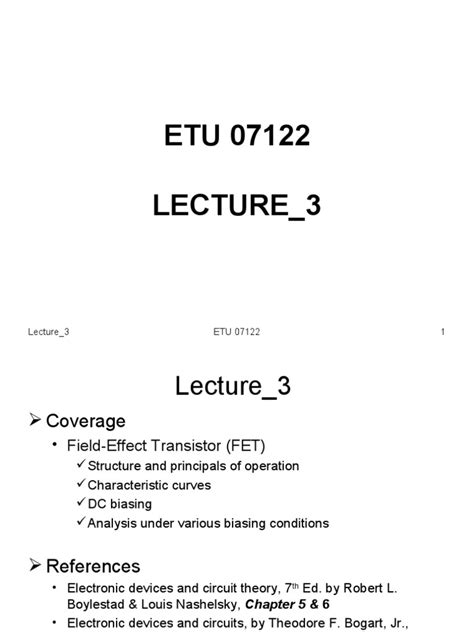 Lecture 3 Pdf Field Effect Transistor Mosfet