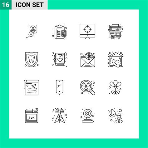 mobile interface outline set of 16 pictograms of thailand stall duties