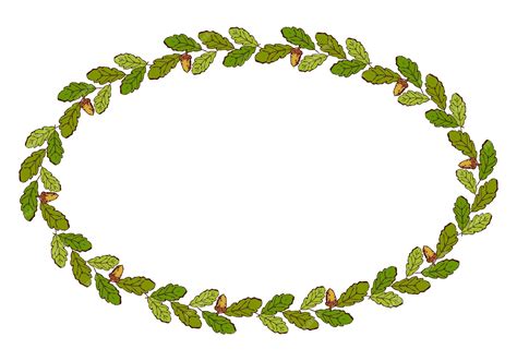 Premium Vector Frame Oval Oak Leaves Acorns Green Drawn Vector