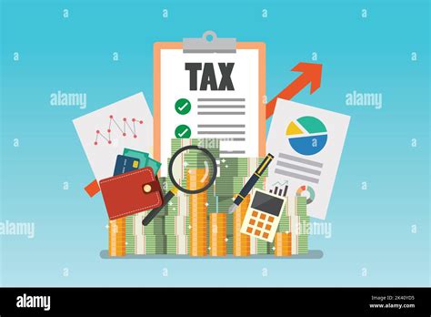 Tax Report With Money And Calculator Vector Illustration Stock Vector