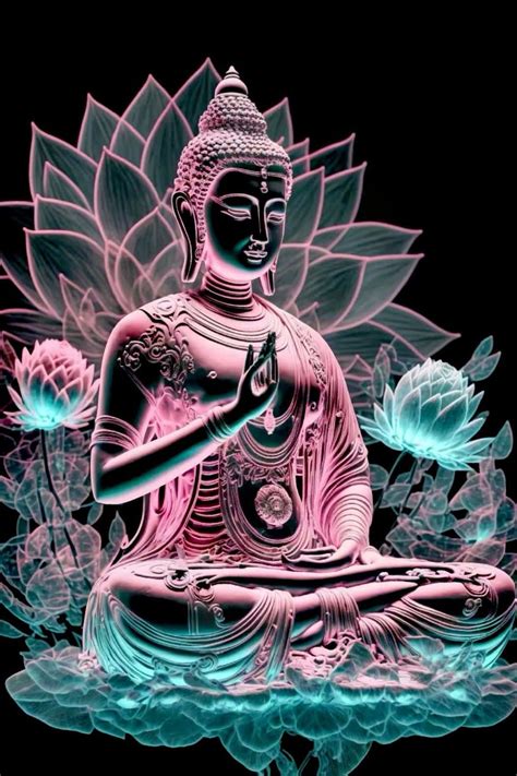 Download Neon Glow Buddha Lotus Wallpaper